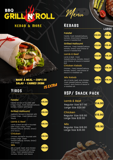 Menu | BBQ Grill N Roll
